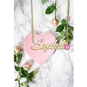 SexyMandala Birthstone Name Necklace Rhinestone Personalized Sterling Silver (SM_PDSS_Personalize_151_1)