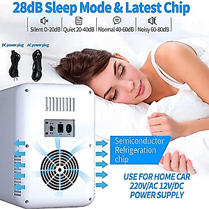 ROLTIN Mini Fridge For Bedroom, With Led Mirror, 8L Capacity Cheap Skincare Fridge, Chill Or Heat, Ac 220v, Dc 12v Mini Fridge Skincare, Mini Fridge For Skin Care,White (Pink)