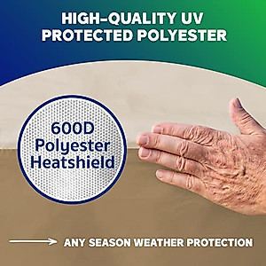 YardStash Deck Box Cover - Heavy Duty, Waterproof Covers for Outdoor Cushion Storage and Large Deck Boxes - Protects from Rain, Wind and Snow - XXL - Tan