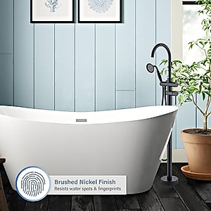 Freestanding Bathtub Faucet Floor Mount Tub Filler Matte Black Standing High Flow Shower Faucets with Handheld Shower Mixer Taps Swivel Spout