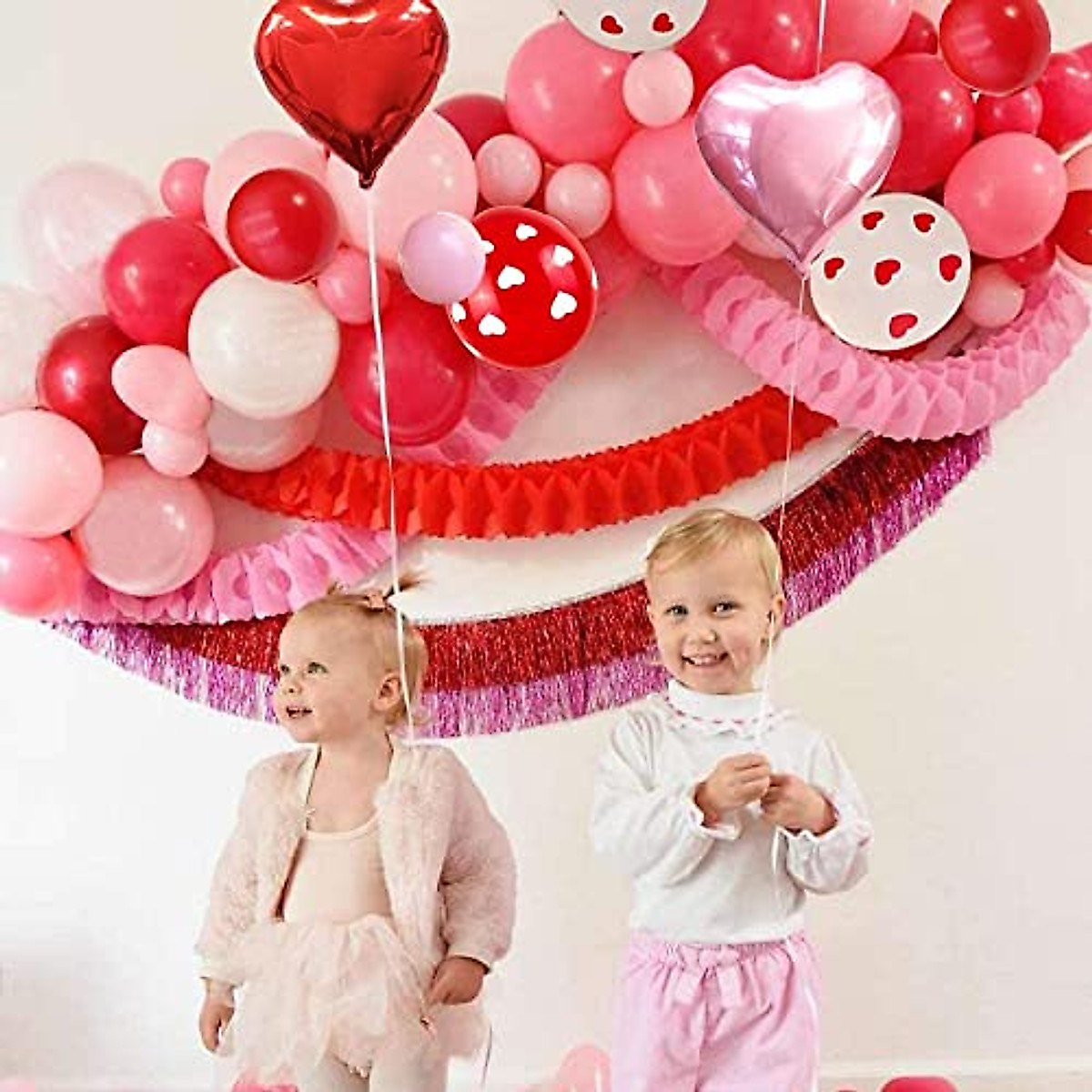 116pcs Valentine's Day Balloons Garland Arch Kit Include Red Pink White Balloons,Heart Printed Balloons , Foil Mylar Heart Balloons, Valentines Wedding Party Decoration Supplies