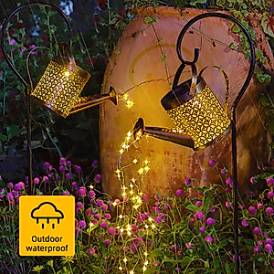 Outdoor Solar Lights Garden Decor - Meteor Light Outdoor Garden Decoration Lights Solar Powered Patio Decor Waterproof Pathway Landscape Lights Art Watering Pot Star Shower Solar Lights