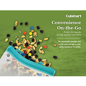 Cuisinart Reusable Food Storage Bags, 12 Pack Turquoise - Resealable Bags for Food, Leftovers, & Snacks to Store, Freeze or Refrigerate - BPA Free Flat Freezer Bags - Includes Small, Medium & Large