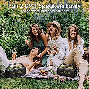 W-KING Portable Bluetooth Speakers, 60W IPX6 Loud Wireless Outdoor Waterproof Speaker with Subwoofer, 40H Playtime, Rich Bass Large Powerful Stereo Speaker with Power Bank, V5.0, TF Card, AUX, NFC, EQ