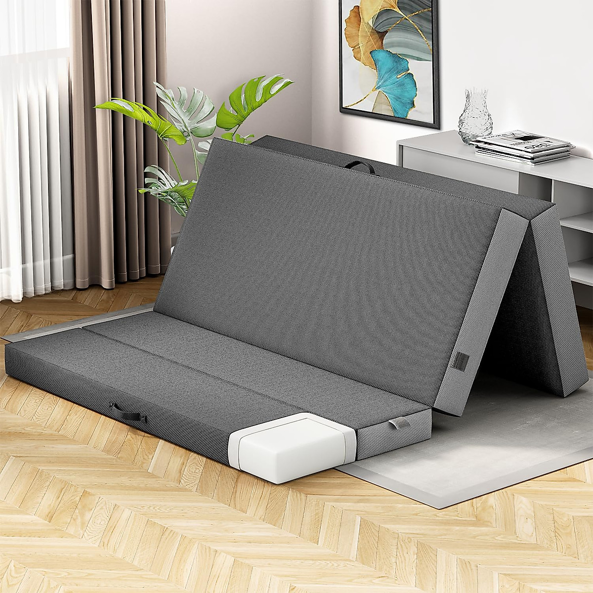 Cozzzi Folding Mattress Full Size for Floor and Traveling with Removable Cover - Lightweight and Portable Folding Mattress for Adults & Kids - Compact and Easy to Storage (75in x 54in x 4in)