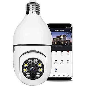 ARMIDO Wireless WiFi PTZ 1080p Light Socket Bulb Security Camera Floodlight Night Vision Motion Detection Two-Way Audio 2.4Ghz and 5Ghz Support