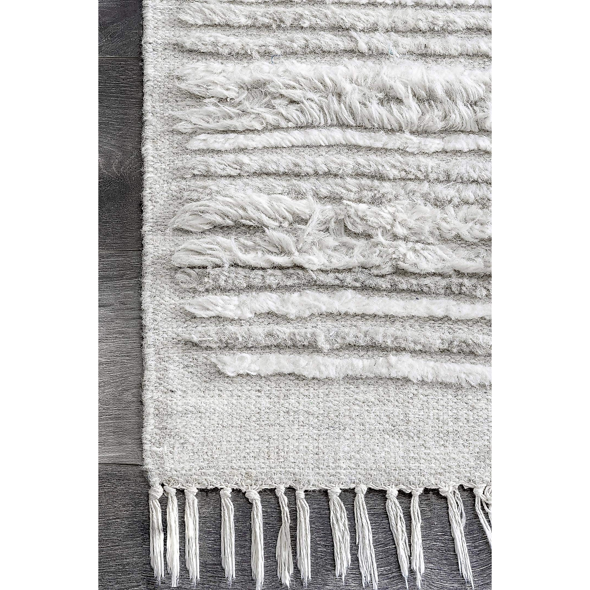 nuLOOM Jolene Shaggy Striated Area Rug, 8x10, Grey