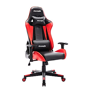 Hosote Ergonomic Gaming Chair for Adults, High Back Racing Computer Gaming Chair, E-Sports Gamer Chair, Big and Tall Video Gaming Chair, PU Leather Desk Chair Task Chair Office Chair(Red)