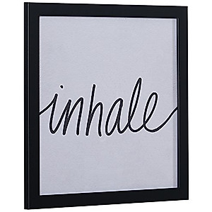 Amazon Brand – Stone & Beam Modern Black and White Inhale Word Art in Black Frame, 14" x 14"