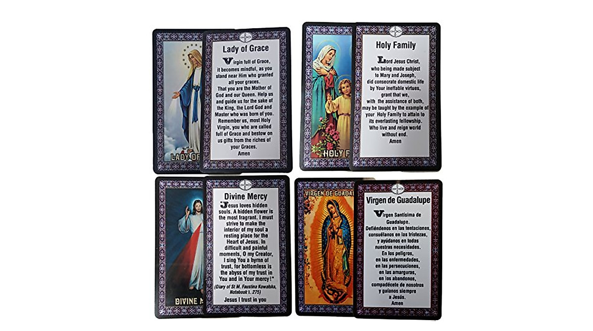 Catholic Holy Prayer Cards Set of 10 Durable Plastic Devotions
