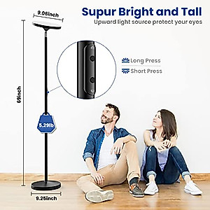 FTOYIN LED Floor Lamp, Smart RGB Bright Floor Lamp, Double Side Lighting LED Standing Lamp, Bright Lamps for Dark Rooms, LED Floor Lamps for Living Room, Bedroom, Office, Home, 24W 2600 Lumens