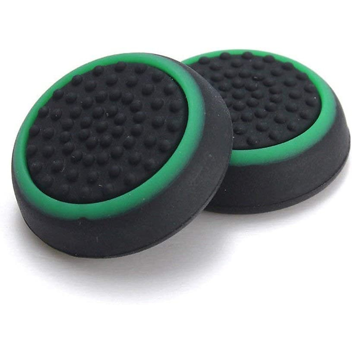 2PCS Joystick Cap Silicone Rubber Thumb Stick Grip Caps for PS5 PS4 Pro Slim PS3 Xbox 360 Xbox One Xbox One X Elite Controller (Black-Green)