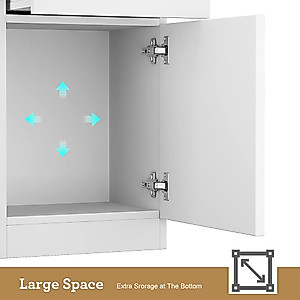 Paddie Locking Salon Storage Cabinet for Hair Stylist, Barber Salon Station Styling Station Equipment with 6 Hair Dryer Holder, 2 Drawers for Beauty Spa Barber Shop(White)