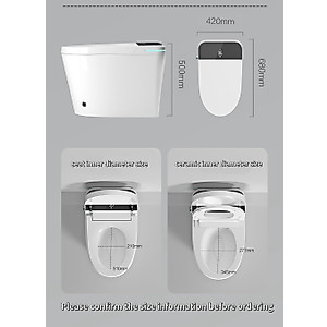 SouNor 12"Rough-in Tankless Smart Toilet with Blue Light Strip,LED Display Warm Air Drying, Heated Bidet Seat,Foot Sensor Flush,Wireless Remote Control,Warm Water Wash,Self-cleaning,Ceramic,White.