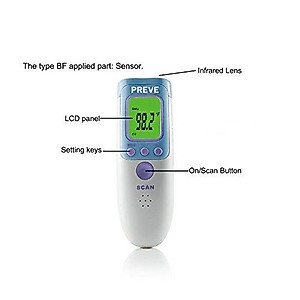 PREVE Non Contact Medical Infrared Forehead Thermometer for Babies Children Adults Accurate Fever Alarm No Touch