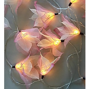 20 LED String Lights Pink Flower Fairy String Lights Leaves for Bedroom Window Curtain String Light Wedding Party Garden Outdoor Indoor Wall Decorations, Diameter 10cm (Long 9ft)