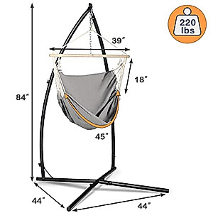 LAZZO Hanging Lounge Chair with Stand Indoor Outdoor Swing Chair Include X-Shaped Stand Lounge Chair Stand Set Hanging Egg Chair Swing Chair for Bedroom Cotton Hang Chair and Heavy Duty Steel Stand