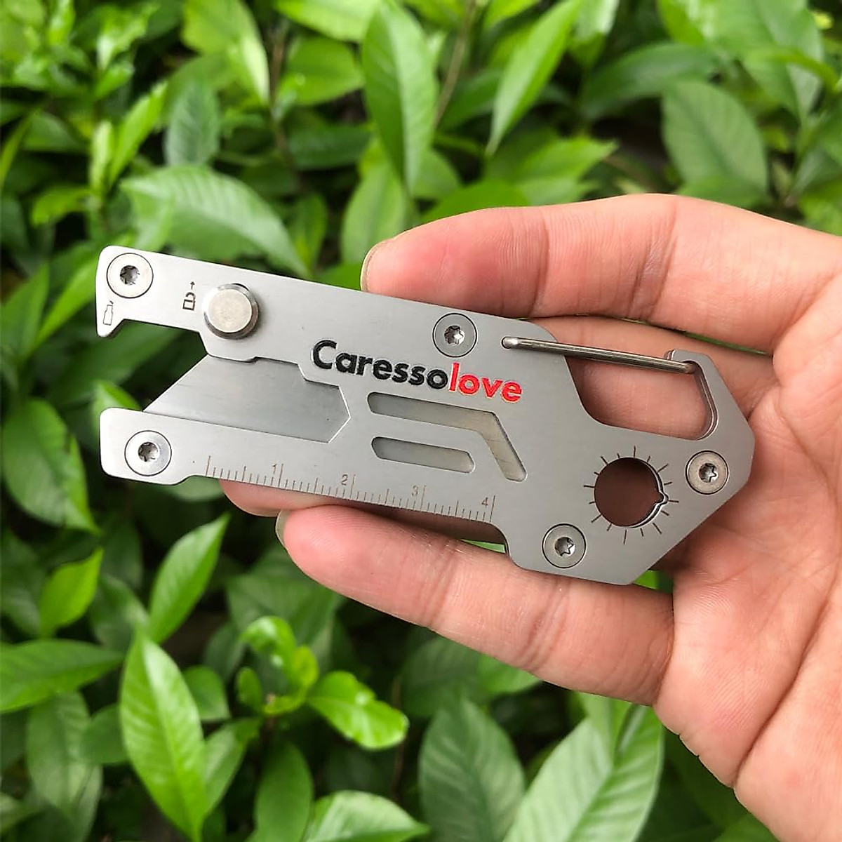 Caressolove 6-in-1 Razor Blades Utility Knife, Retractable Box Cutter, Multitool Knife with Bottle Opener, Hex Wrench, Rule, Water Compass, Cardboard Cutter Small Pocket Knife, 10 Extra Blades