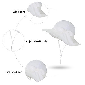 Urban Virgin Baby Girl Sun Hats Summer Baby Hats UPF 50+Toddler Sun Hat Infant with Wide Brim Bucket Hat White 12-24 Months