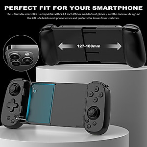 arVin Mobile Gaming Controller for iPhone 16/15/14/iPad/Android Phone/Tablet/Switch, PS Remote Player Gamepad for PS5/PS4/Xbox/PC, Wireless Joystick Play Cloud Gaming, Arcade Mfi Games, CODM, Roblox