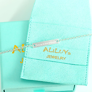 You are Awesome Gifts for Women, 925 Sterling Silver Bracelets for Women, Charm Bracelets for Women, Little Words Project Bracelet for Women, Matching Bracelets for Best Friends by ALiLuYa