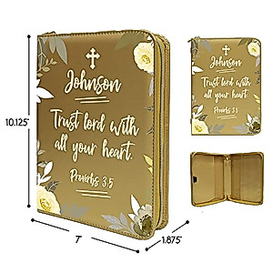 10x7 Inch Personalized Bible Cover – Create Your Own Design, Custom Bible Cover and Carrying Case with Handle – Leatherette Book Covers and Bible Case for Women - Gold (Design 2)