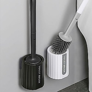 Silicone Toilet Brush Wall Mounted Floor Toilet Bowl Brush Plastic Long Handle Toilet Cleaner Brush and Holder Set