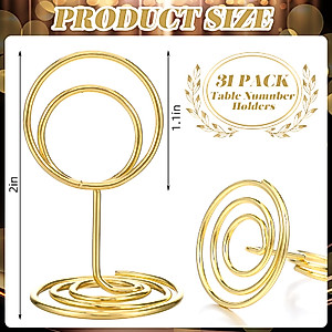 Ubamdom 31 Pack Table Number Holders, 31 PCS Gold & Black Table Number Cards with 31 Table Number Holders, 2 Inch Wedding Table Number Stands, Suitable for Restaurants, Banquets, Parties, Anniversary