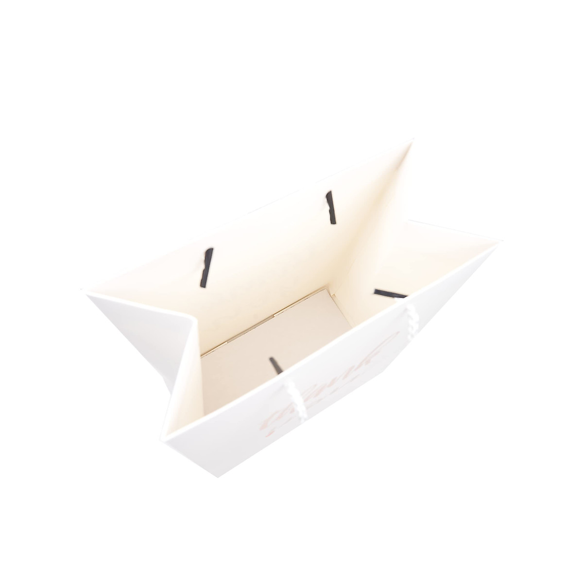 12 Pack Thank You Gift Bags - Elegant Paper Gift Bags With ‘’Thank You’’ Embossed In Rose Gold Foil Letters - Perfect For Birthday Party, Wedding Party, Paper Favor Bags 4"x 7"x 9" Inches - White