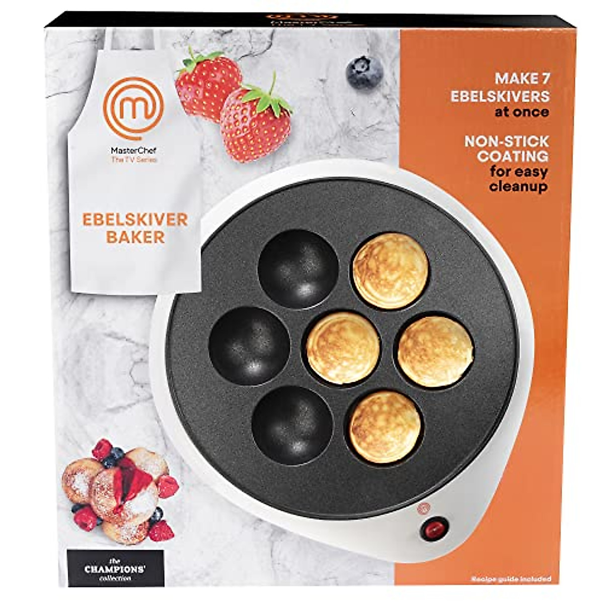 MasterChef Electric Ebelskiver Maker Delicious Homemade Japanese Takoyaki, Donut Holes, Cake Pops, Octopus Balls, Aebleskivers, Danish- Nonstick Easy Clean Appliance, Fun Summer Baking Gift