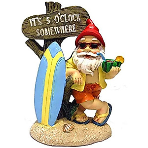 5:00 Somewhere Tropical Party Gnome Garden Statue