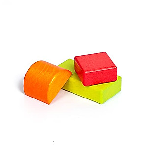 Wooden Building Blocks Set for Toddlers ,Stacking Bricks Board Games,Educational Preschool Learning Toys for 30 Blocks with Wooden Box