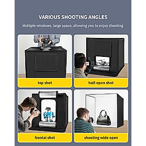 RALENO® Photo Studio Light Box,24"x23"x23" 60W Portable Professional Adjustable Brightness Shooting Tent Kit with 156 LED Lights 4 Colored Backdrops for Product Photography