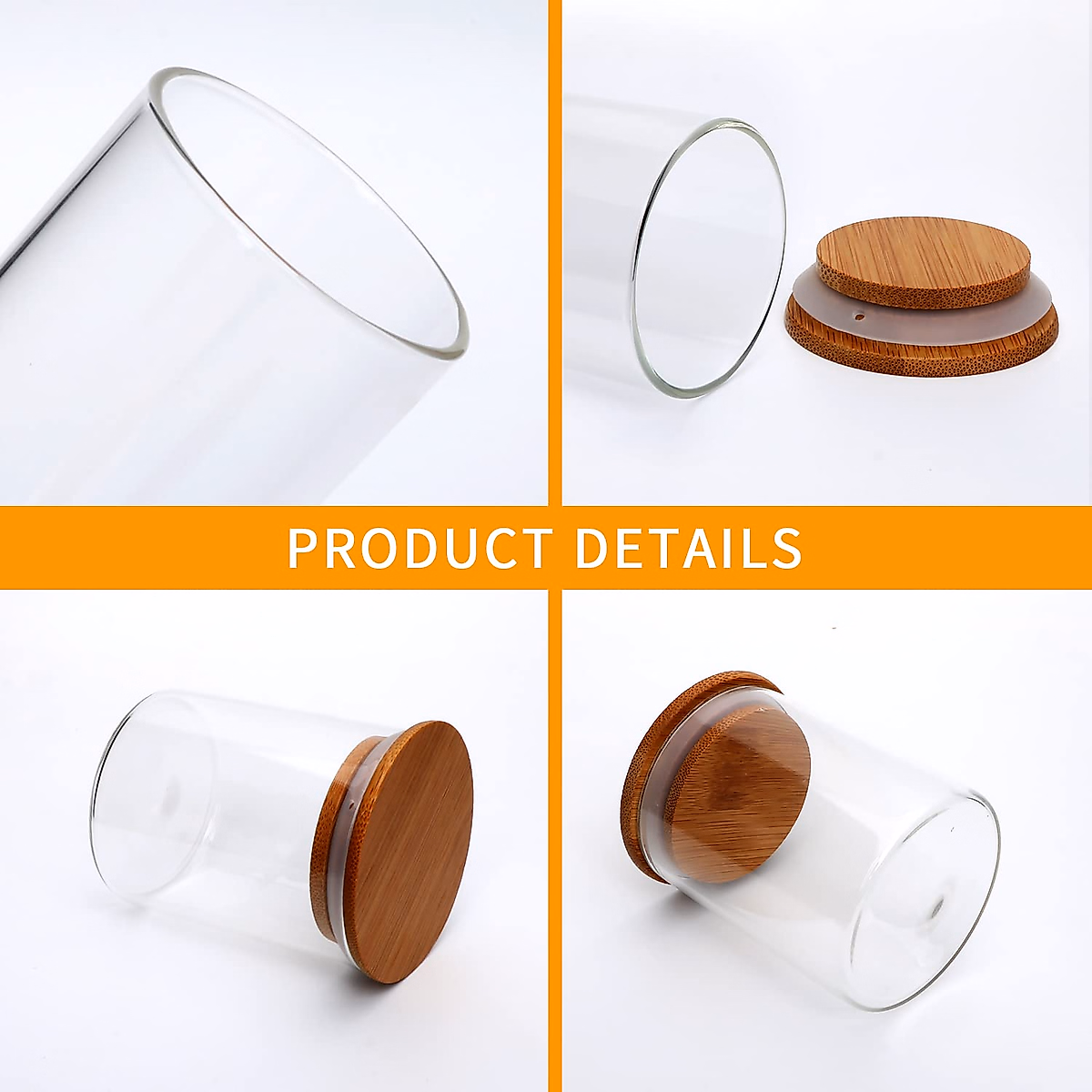 Encheng 4 OZ Glass Spice Jars with Lids Set of 30,Clear Glass Seasoning Container with Labels,100ML Mini Glass Jars with Bamboo Lids for Dry Food,Spice,Herb,Sugar,Salt.