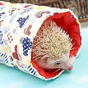 Small Animal Play Tunnel Excise Tube Hamster Toy - Collapsible Hut Bed Gift for Small Pet Chinchillas/Mice/Gerbil Rats/Chinchilla/Squirrel/Baby Guinea Pigs/Hedgehog (Beige2)