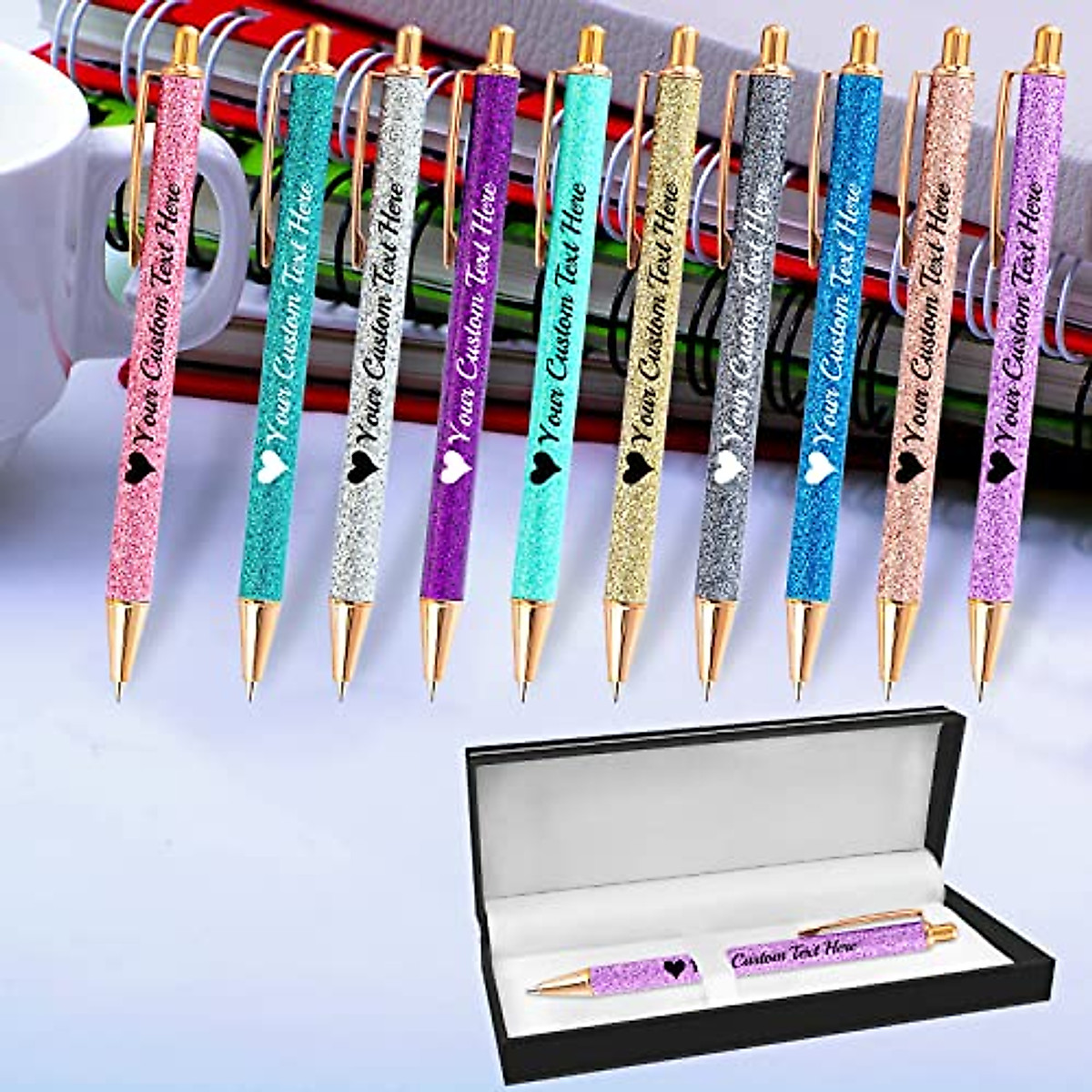 Personalized Ballpoint Pens with Stylus Custom Imprint Glitter Ballpoint Pen with Name Customized Ballpoint Pens Gift for Teacher Men Women