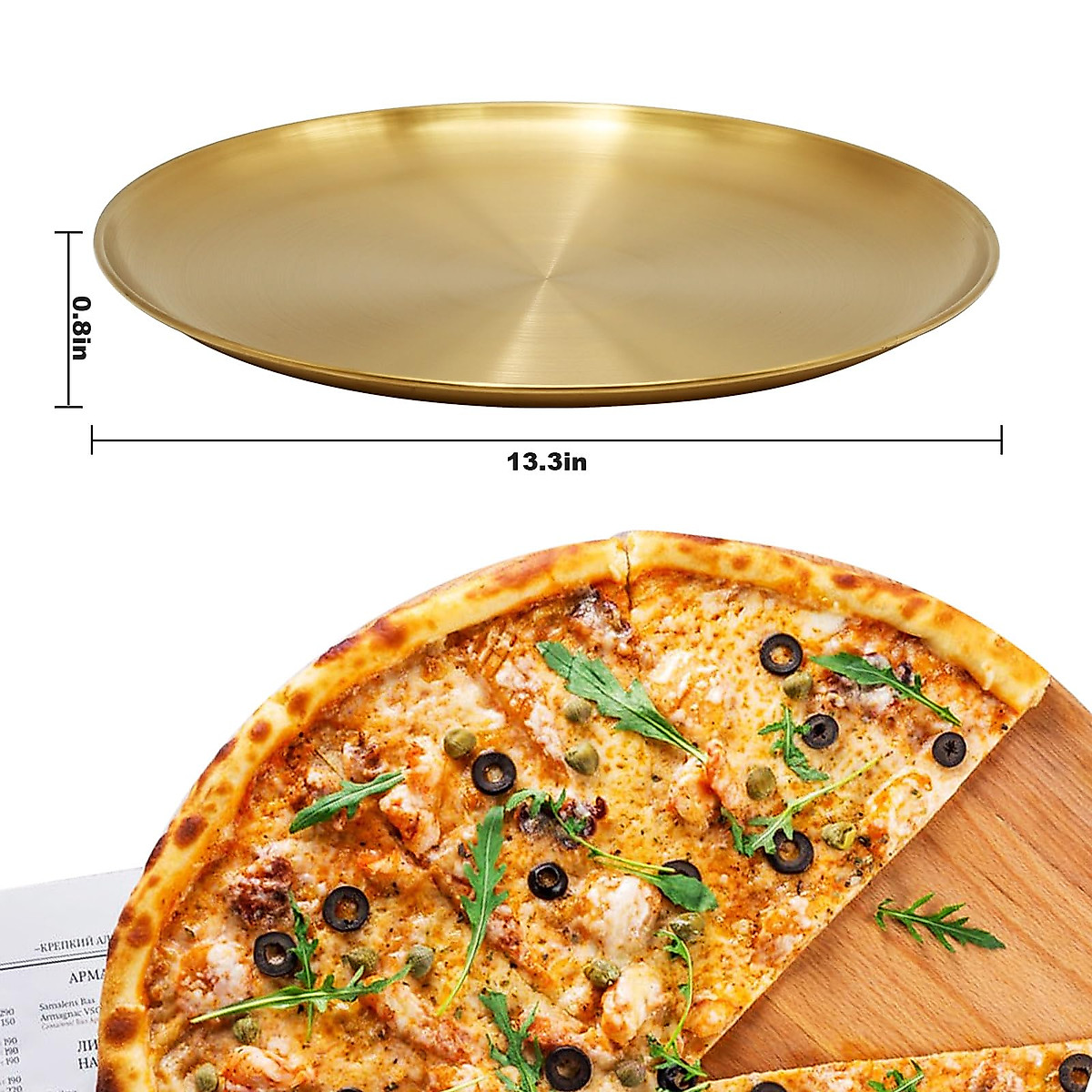 Zreneyfex Stainless Steel Pizza Pan 13½ inch Round Pizza Tray Pizza Baking Sheet for Home Restaurant Party, Healthy & Heavy Duty, Dishwasher Safe & Easy Clean - Set of 4