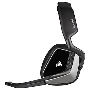 Corsair VOID RGB ELITE Wireless Premium Gaming Headset with 7.1 Surround Sound, Silver Edition (Microfiber Mesh Fabric, Omnidirectional Microphone, Up to 40ft of Range, On-Ear Controls, RGB Lighting)