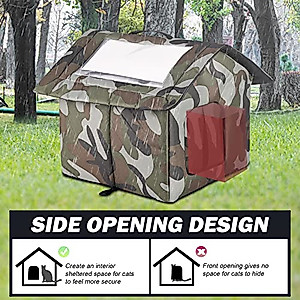 WHDPETS Cat House for Outdoor Cats, Weatherproof Feral Cat House with Mat and Doors, Easy to Put Together, Collapsible Warm Pet Nest Kitty Shelter for Winter, Never Blow Away