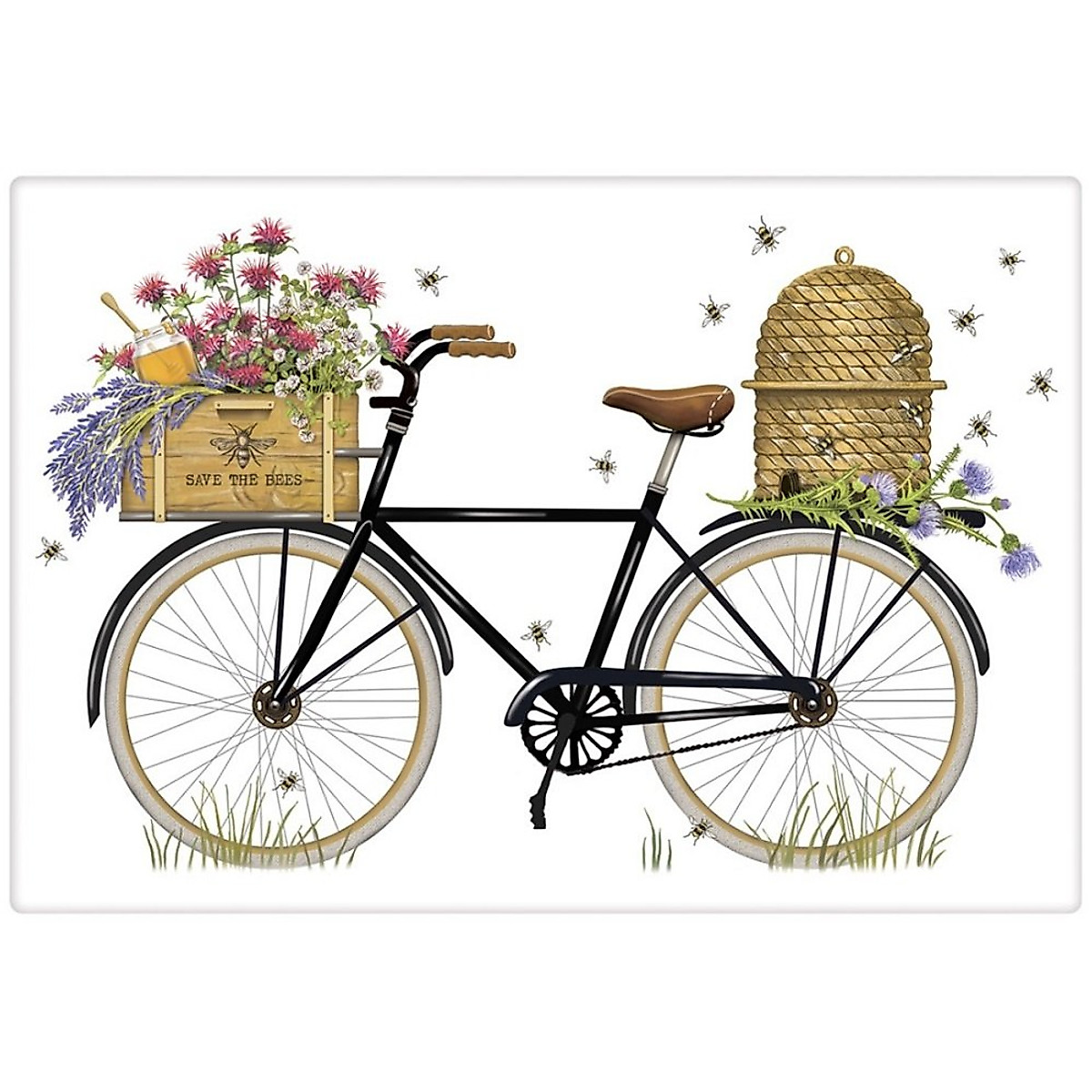 Mary Lake Thompson Flour Sack Towel Designed Bike with Beehive, Honey