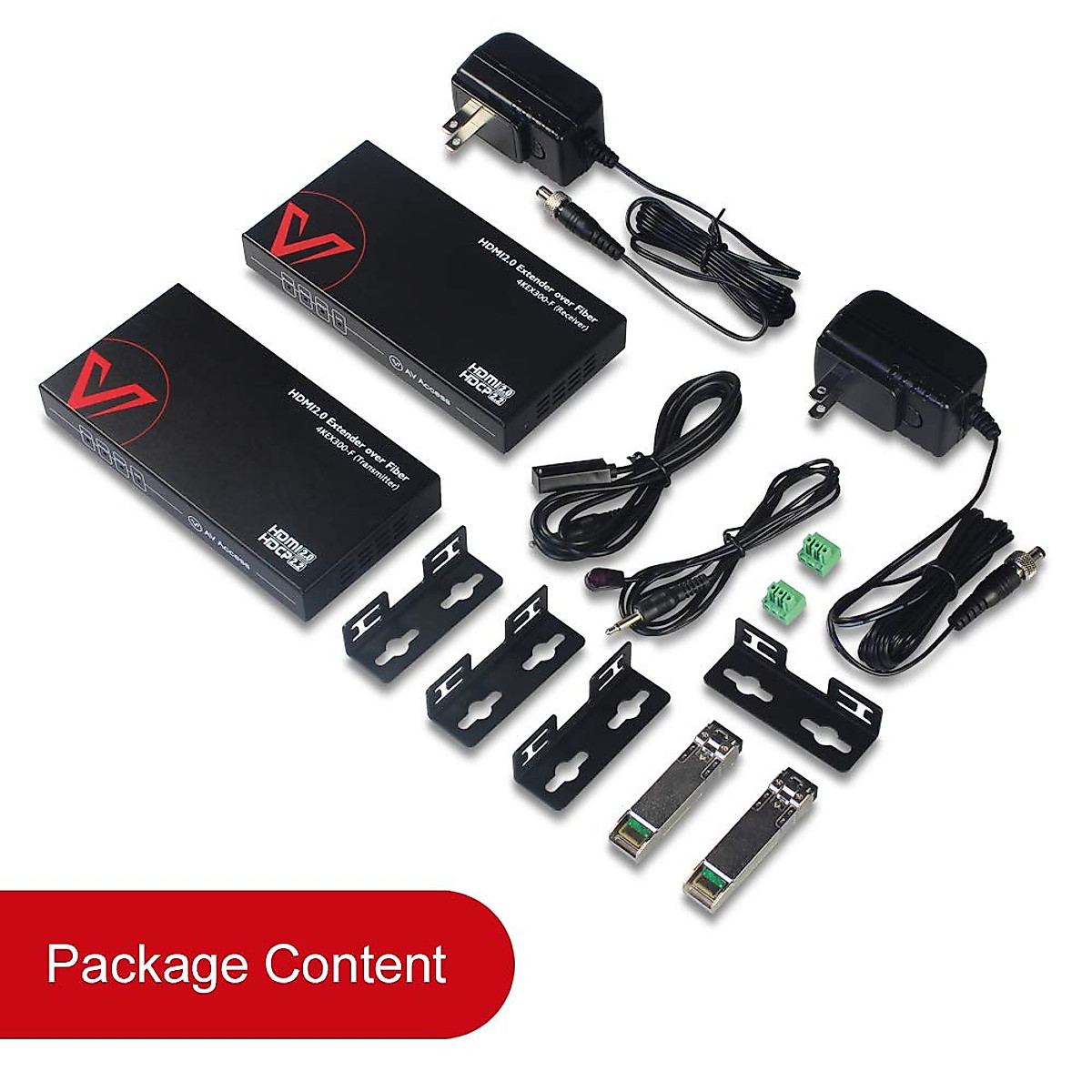 Av Access HDMI Extender Over Fiber Optic, HDMI 2.0 4K60Hz YUV4:4:4 18Gbps Over Fiber Optical Cable up to 1000ft, HDCP2.2, HDR10, 5.1/7.1CH, Dolby Atmos, Two-Way IR+RS232