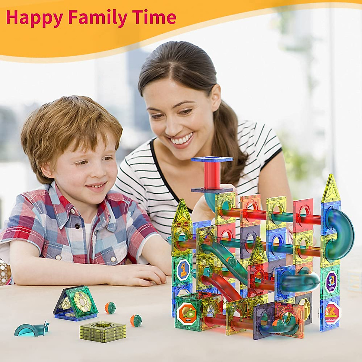 132Pcs Magnetic Tiles Marble Run Building Set for Kids, Marble Run Race Magnet Blocks Toys, Child STEM Learning & Educational Brain Development Toys for Age 6+ 7 8 9 10 Boys Girls Birthday Xmas Gift