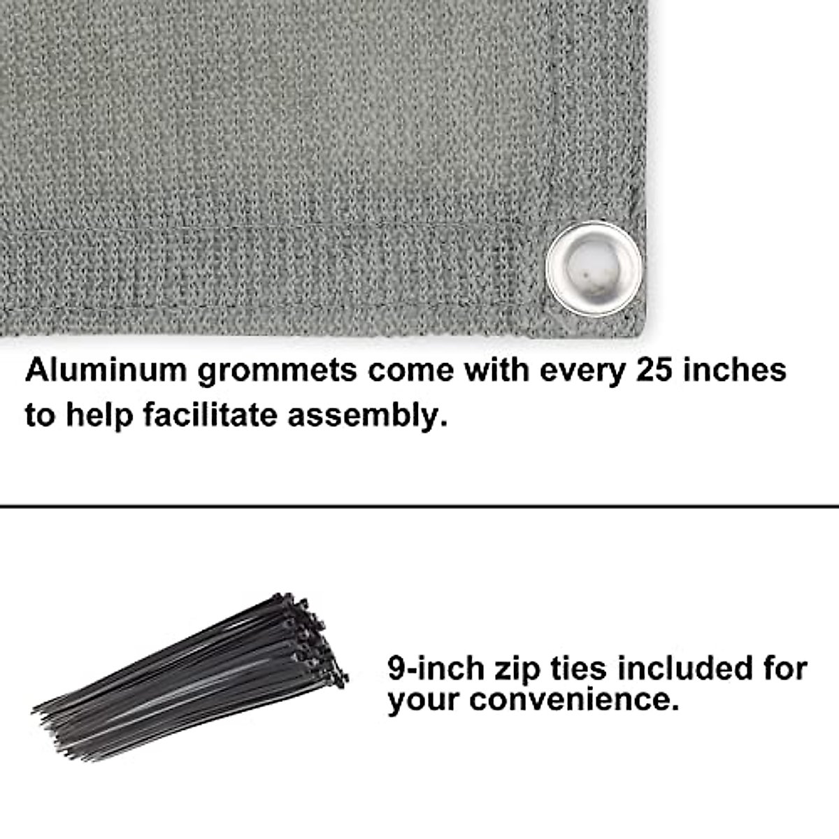 2'6" x 15' Grey Fence Screen Balcony Privacy Screen Shade Netting Mesh Cloth with Grommets for Apartment, Patio, Backyard, Porch, Railing - Customized Size