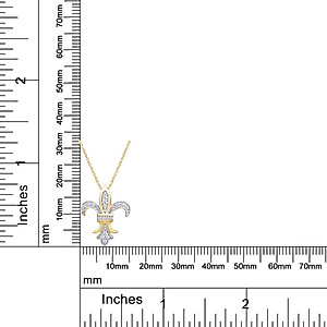 AFFY 1/4 Ct Cubic Zirconia Fleur-de-Lis Pendant in 14K Yellow Gold Over Sterling Silver