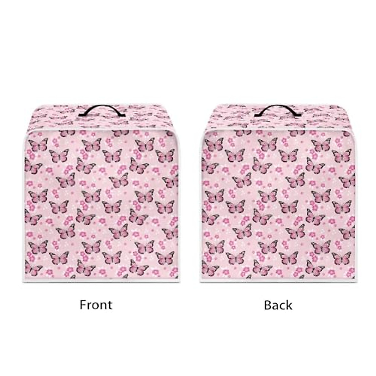TODIYADDU Pink Floral Butterfly Coffee Maker Cover for Women Men Coffee Machine Cover with Top Handle Coffee Maker Appliance Cover for Kitchen Waterproof Cover for Home Appliances and Tools-L