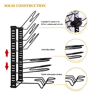 X-cosrack Pot Pan Lid Rack 12 Tier Two-in-One Adjustable Pan Organizer Holder with Non-Slip Rubber for Kitchen Cabinet Counter, 6 DIY Methods, Black