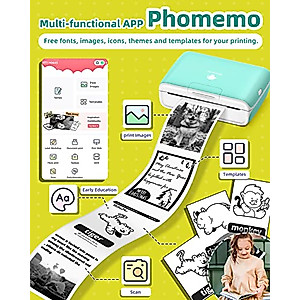 Phomemo M04S Wireless Portable Printer- Thermal Printer Sticker Printer- Compatible with iOS and Android for Travel, Mobile Office, School, Home with 300dpi,Support 53/80/110mm Printing Width,Green…