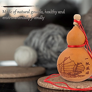 Housoutil 2PCS Natural Wine Gourd, Hollow Calabash Outdoor Portable Water Bottle with Lid for Water, Wine, Medicine Gourd (6.6in tall)500 ml