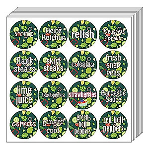 Creanoso Kitchen Ingredients Item Labels Text Stickers (20-Sheet) – Gift Giveaways Stickers for Chefs – Premium Quality Design Food Label Stickers for Kitchen – Unique Rewards Incentives for Men Women