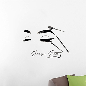 Makeyes Beauty Salon Baber Wall Decals Beauty Face Art Design Sticker Home Room Decor Wall Decal Babershop Women Makeup Vinyl Decoration YMX52 (Black, 42X28CM)